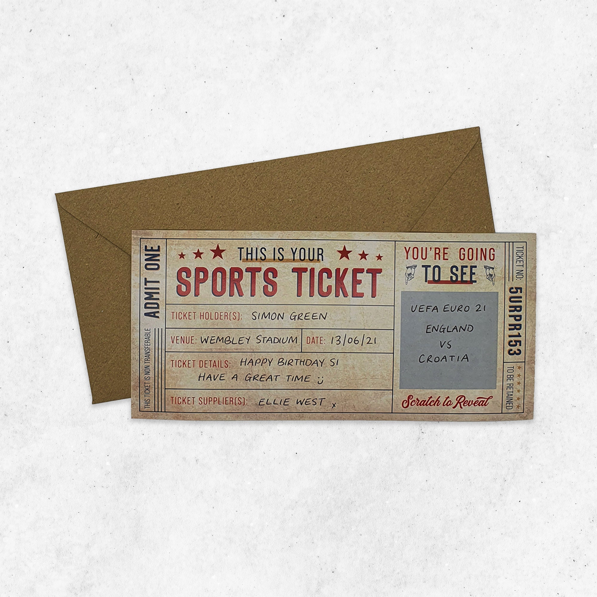 Scratch Reveal Sports Ticket DIY Surprise Gift Card | Etsy UK