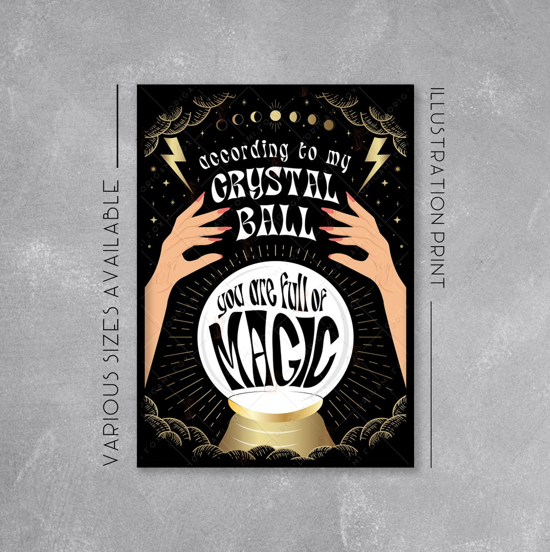 Crystal Ball MAGIC Poster Wall Art Illustration Gallery Wall Print ...