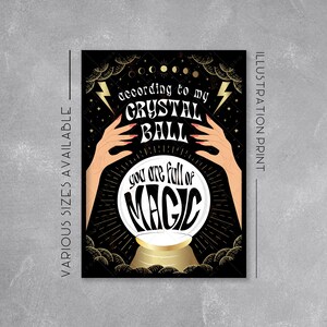 Crystal Ball MAGIC Poster Wall Art Illustration Gallery Wall Print ...