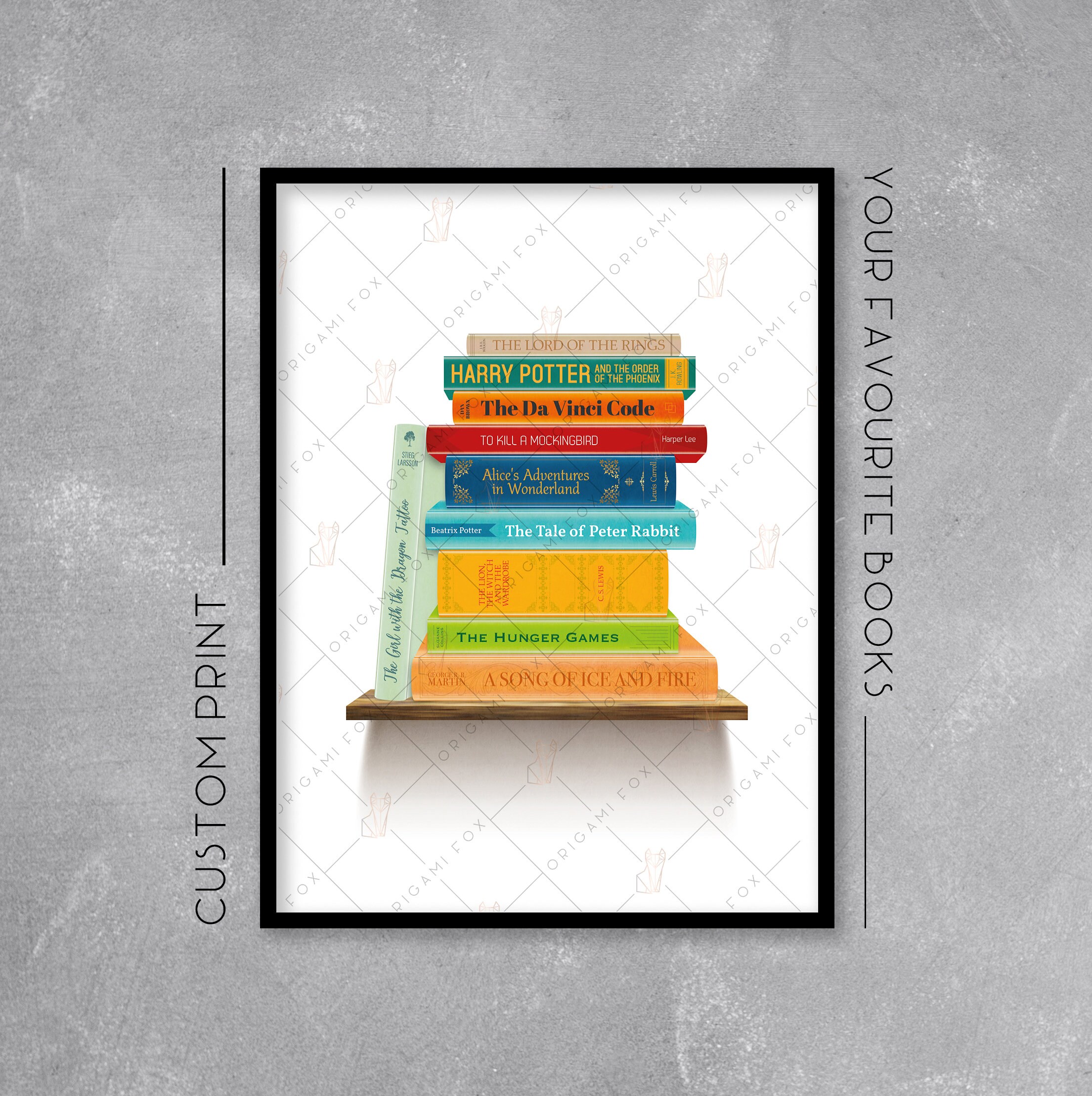 Personalised Bookshelf Print / Poster Add Your Favourite | Etsy