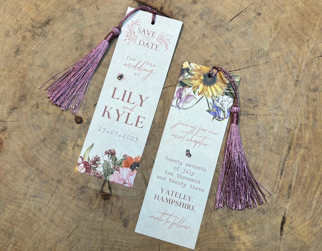Vintage Bloom Save the Date Bookmark | Wedding Announcement ...