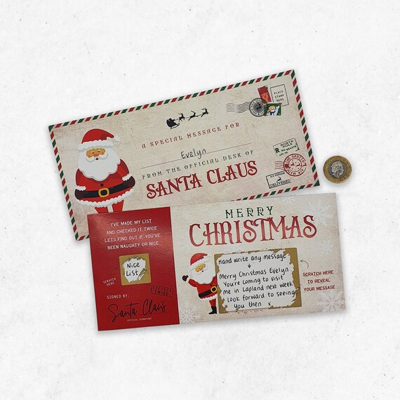 Scratch Reveal Santa Message DIY Scratch Card Nice / | Etsy