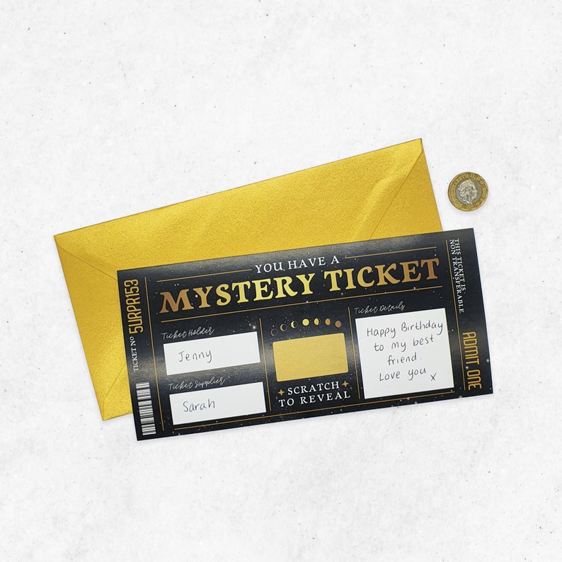 Scratch Reveal Mystery Ticket DIY Surprise Gift Card - Etsy