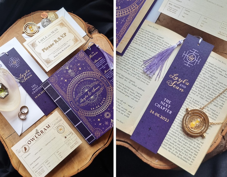 Wizard Spell Book Wedding Invitation Set Magical Mystical - Etsy