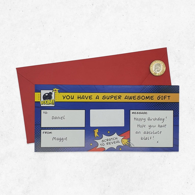 Scratch Reveal Comic Style Ticket DIY Surprise Gift Card - Etsy