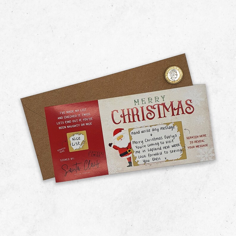 Scratch Reveal Santa Message DIY Scratch Card Nice / - Etsy