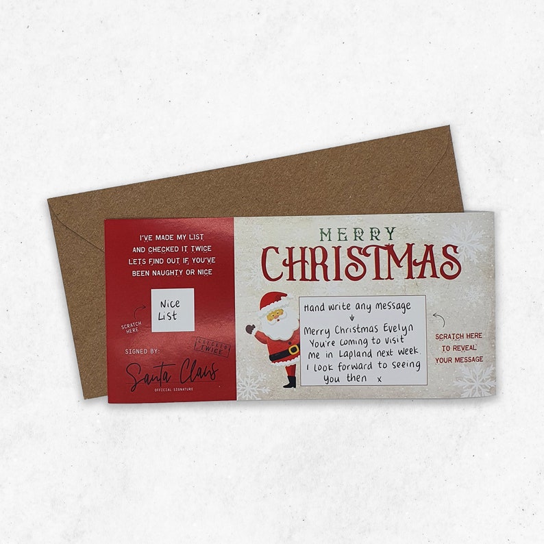 Scratch Reveal Santa Message DIY Scratch Card Nice / - Etsy