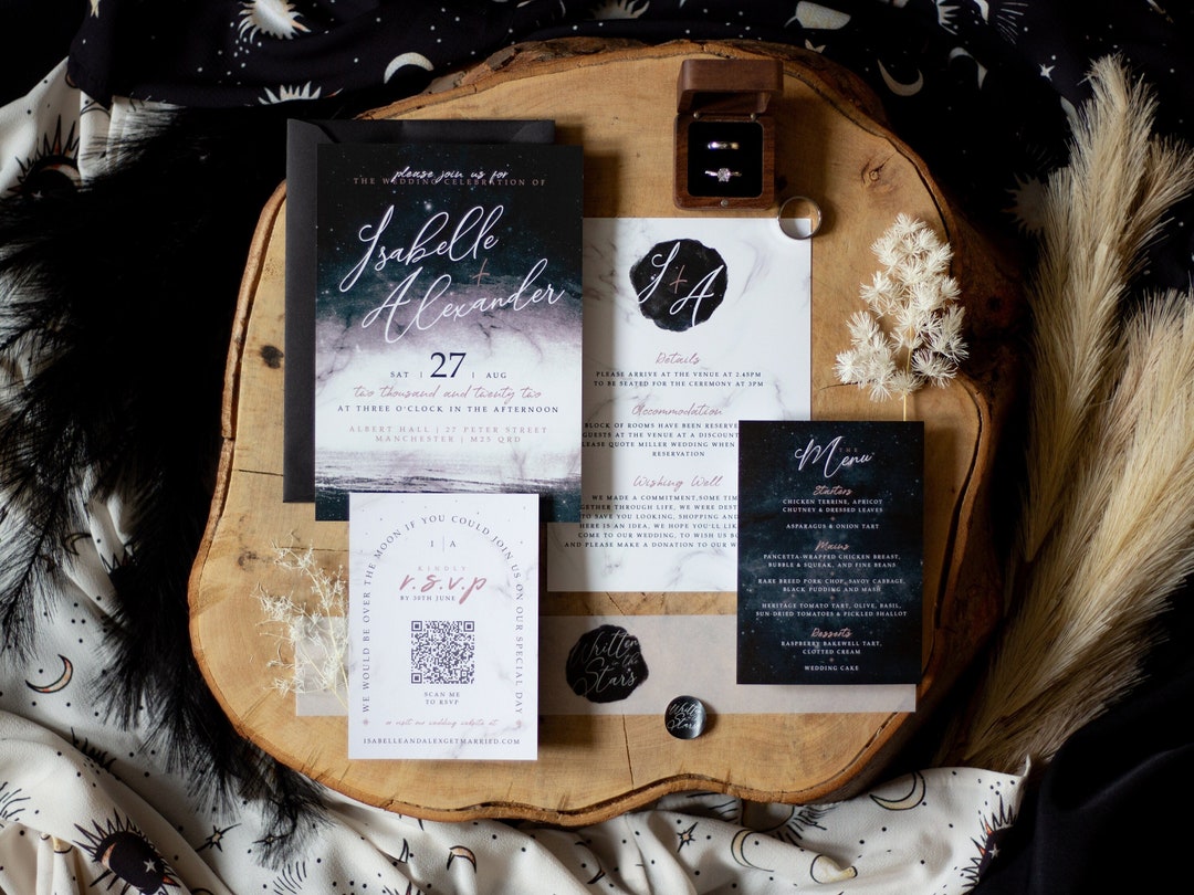 Galactic + Marble Invitation Set | Celestial | Modern | Night Sky ...