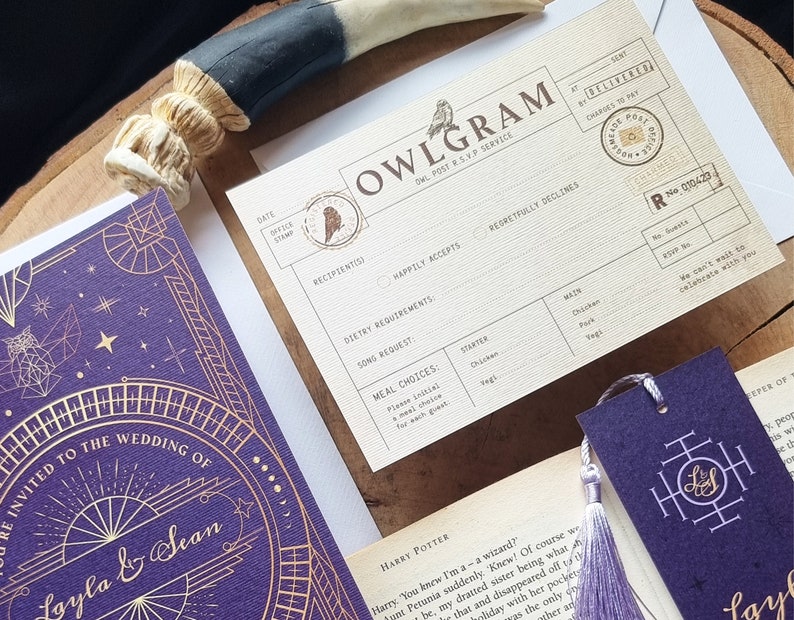 Wizard Spell Book Wedding Invitation Set Magical Mystical - Etsy