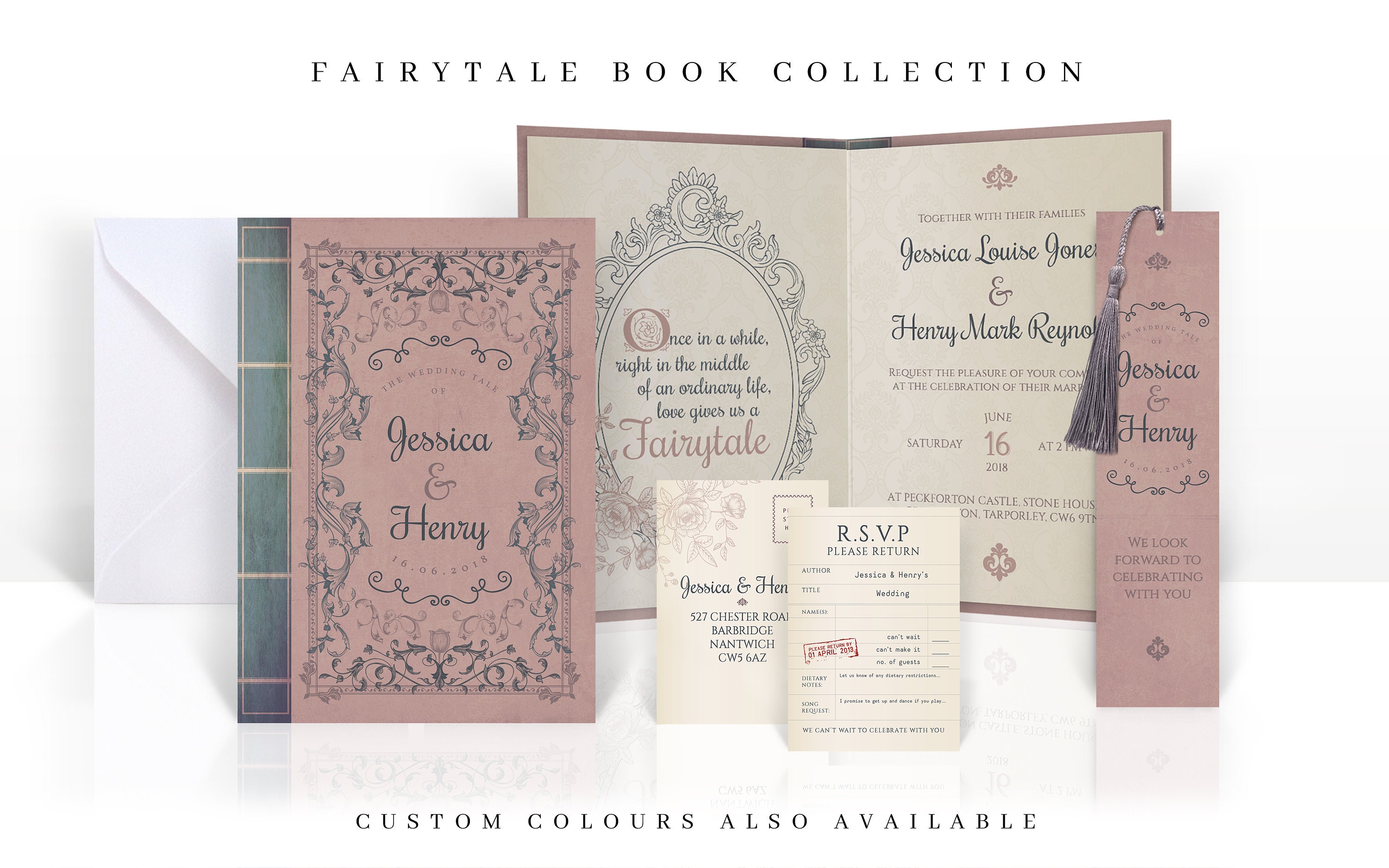 Fairytale Storybook Wedding Invitation Set Dusky Pink - Etsy UK