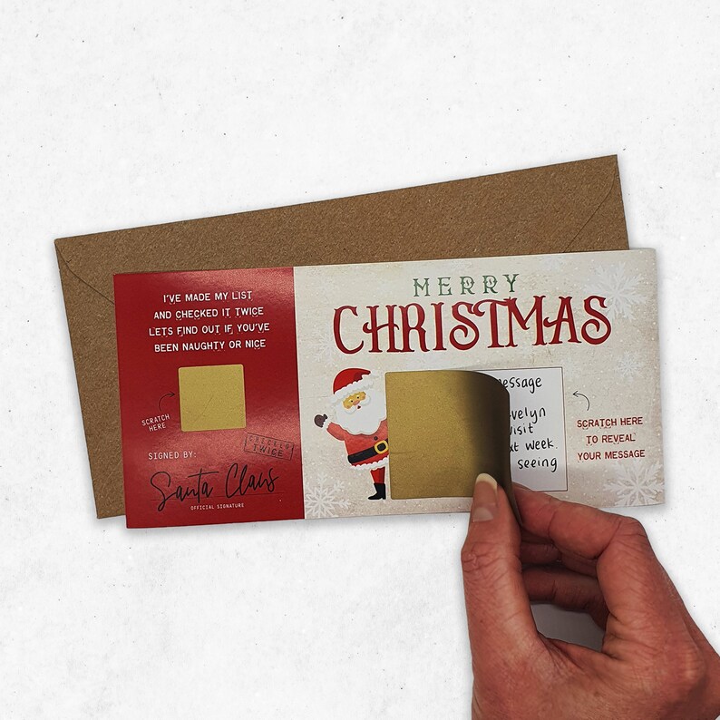 Scratch Reveal Santa Message DIY Scratch Card Nice / - Etsy