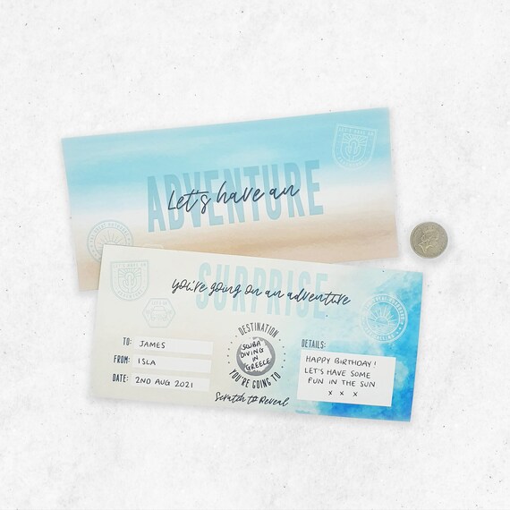 Scratch Reveal Summer Adventure Ticket DIY Surprise Gift | Etsy