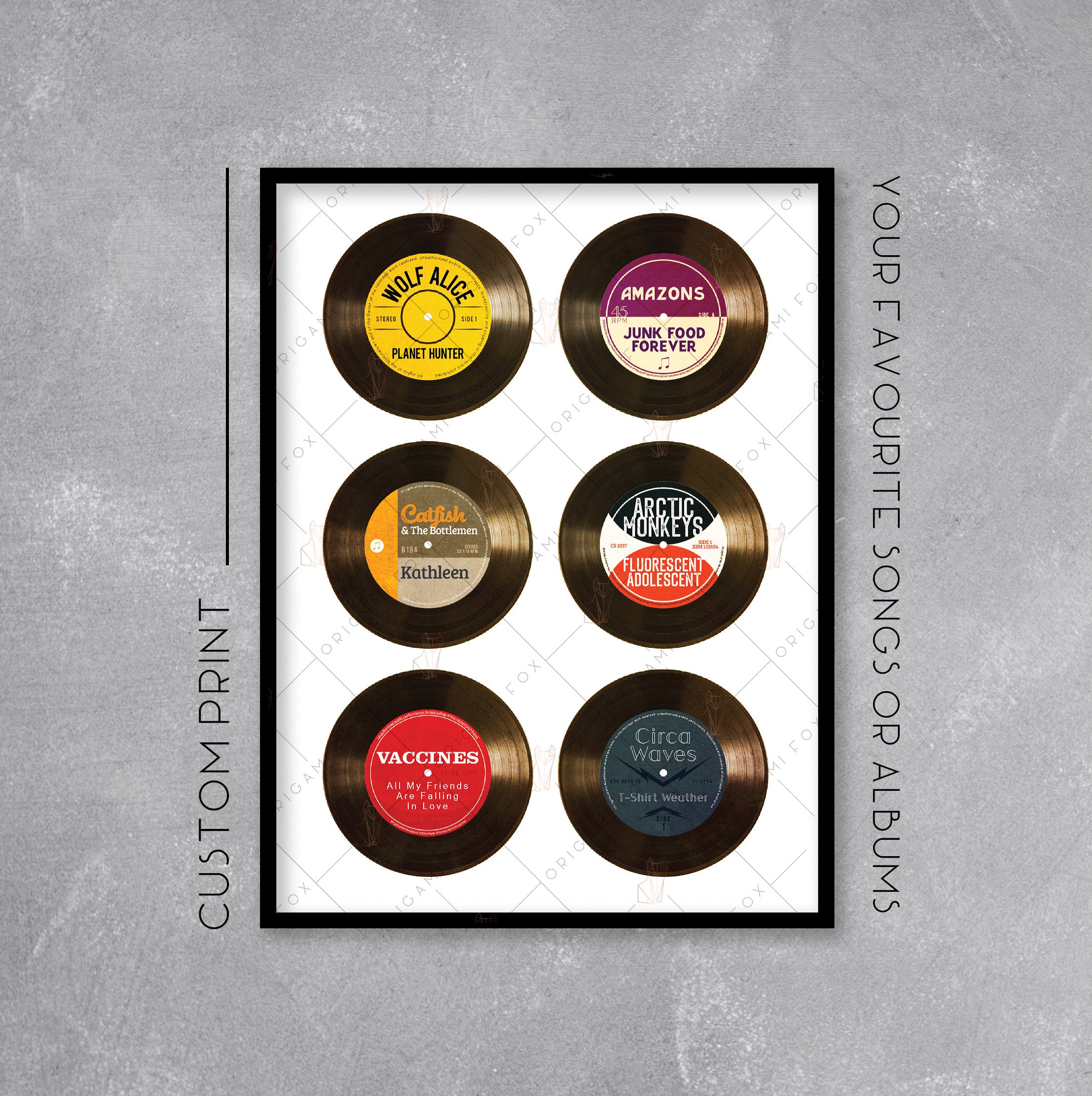 Personalised Vinyl Record Print / Poster - Add Your Favourite Songs ...