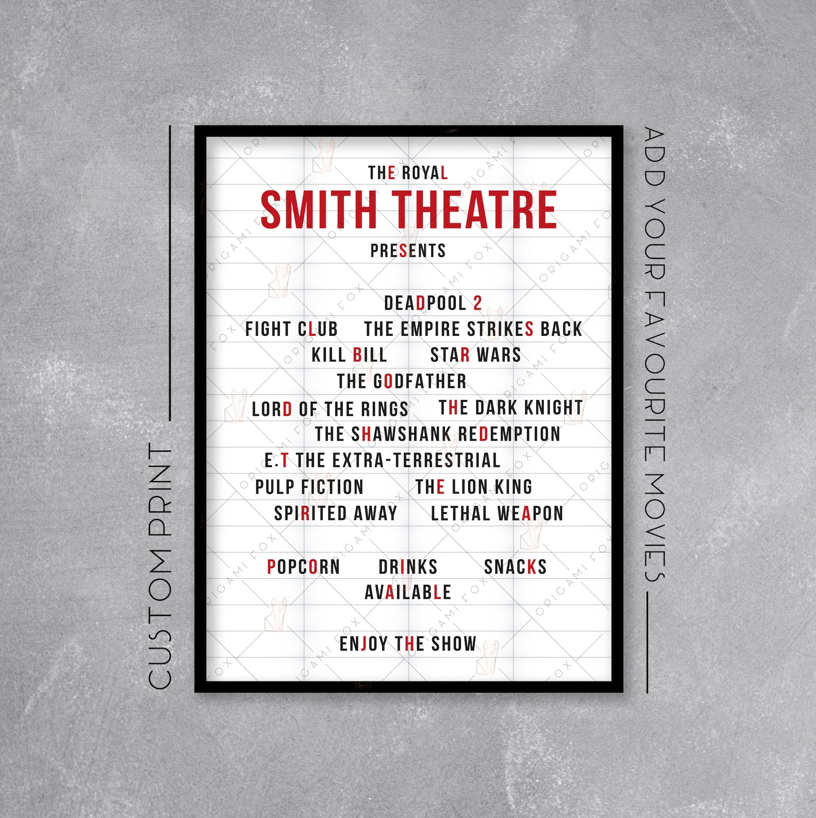 Personalised Cinema Marquee Print / Poster Add Your | Etsy