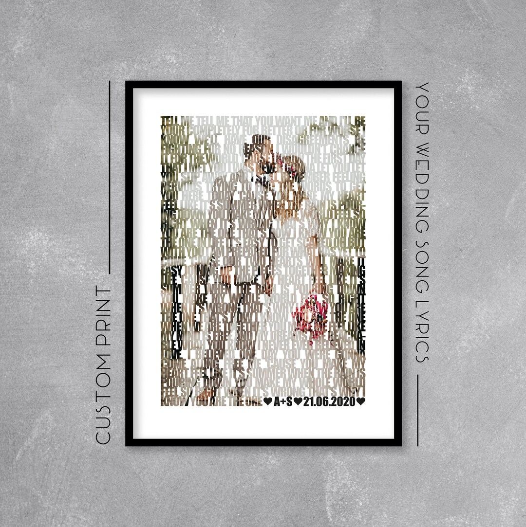 Personalised Wedding Typography Print / First Dance Song Lyrics ...