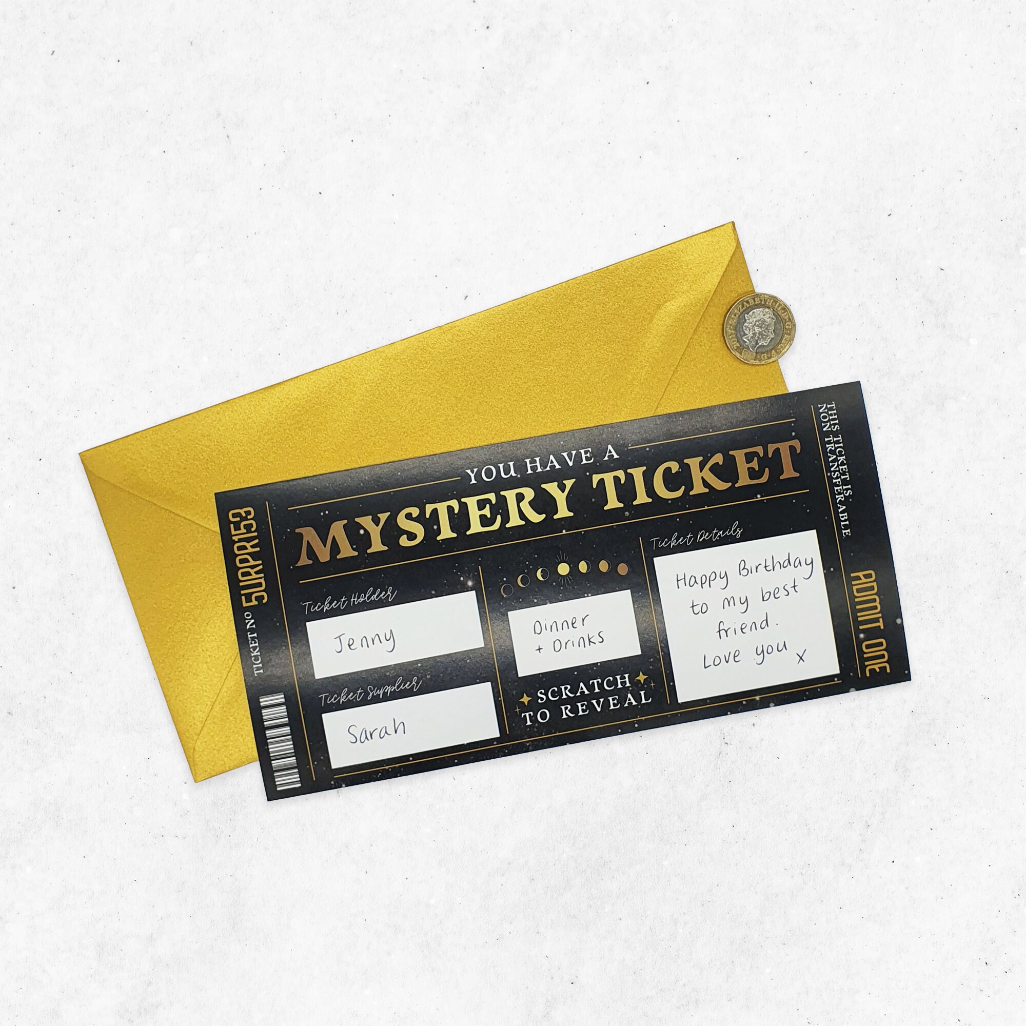 Scratch Reveal Mystery Ticket DIY Surprise Gift Card | Etsy