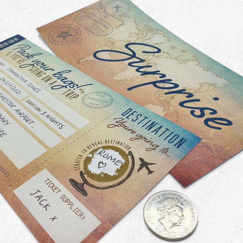 Scratch Reveal Holiday Ticket - DIY Surprise Gift Card - Surprise Trip ...