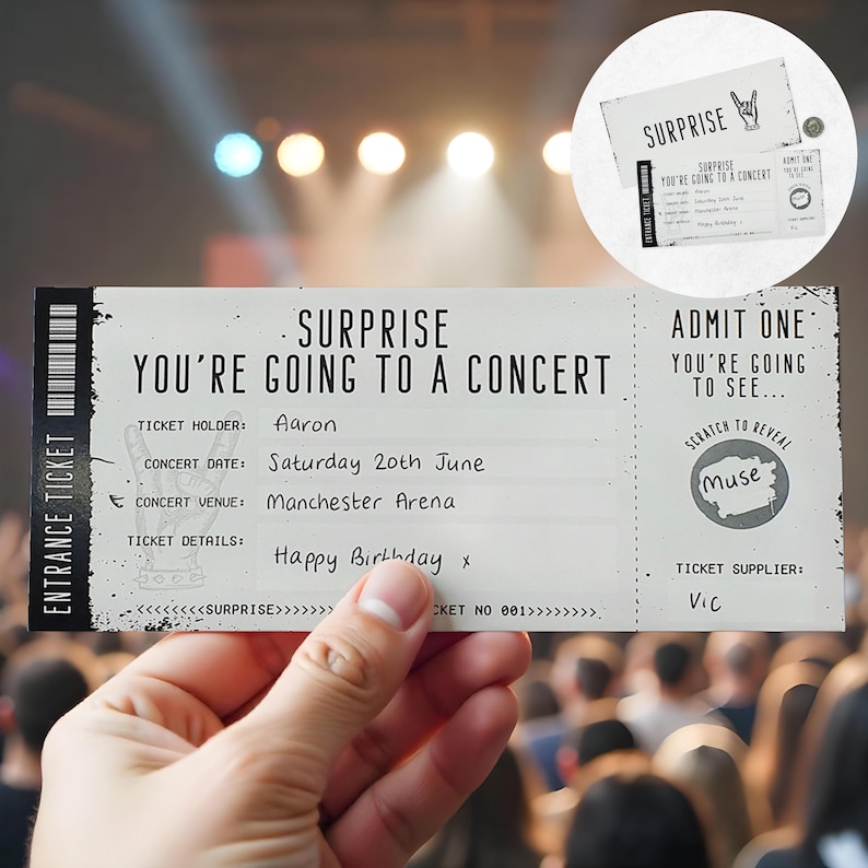 Scratch Reveal Concert Ticket - DIY Surprise Gift Card - Etsy