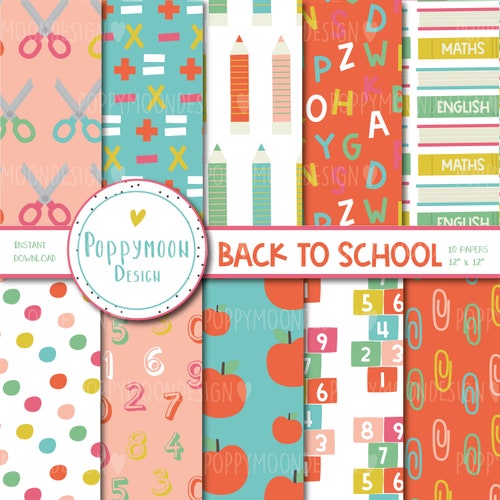 Back to School Digital Paper School Paper Pack Hologlam - Etsy
