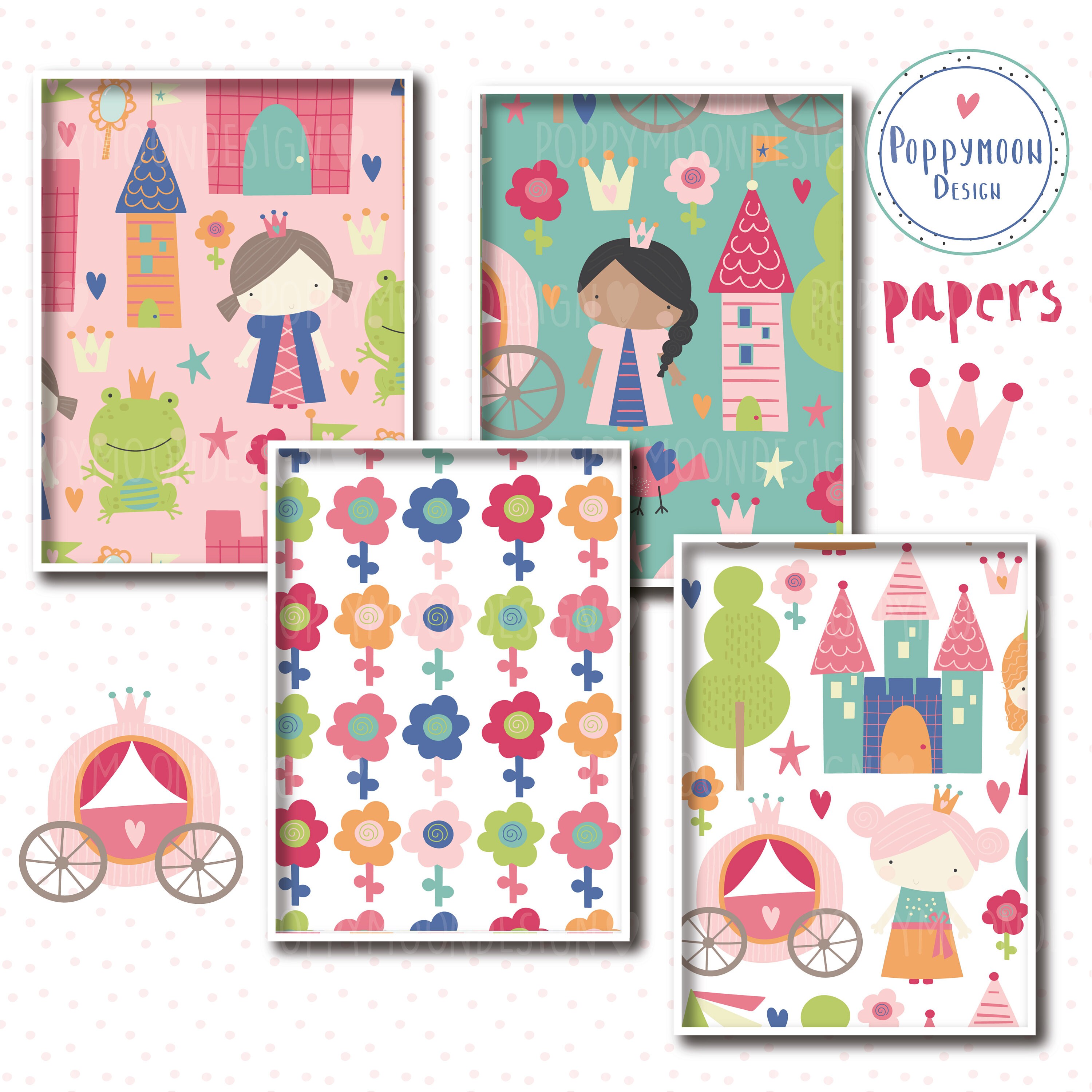 Princesses Pattern Fairytale Printable Digital Paper Pack - Etsy