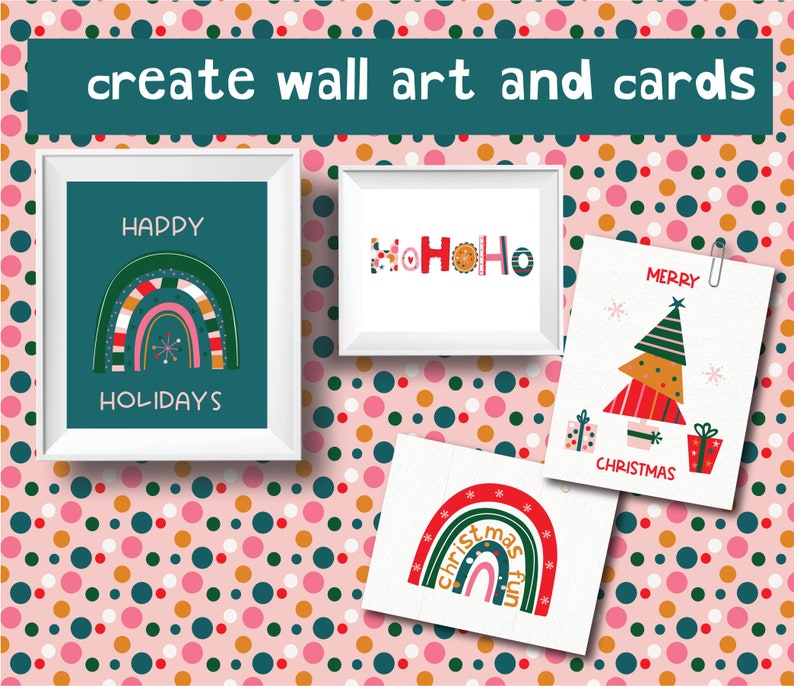 Merry and Bright Festive Illustrations Printable Digital | Etsy