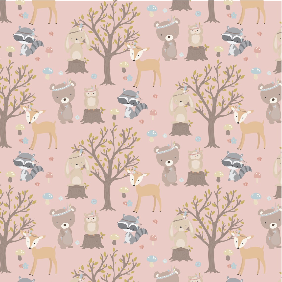 Boho Woodland, Animals, Printable Digital Paper Pack, Commercial and ...
