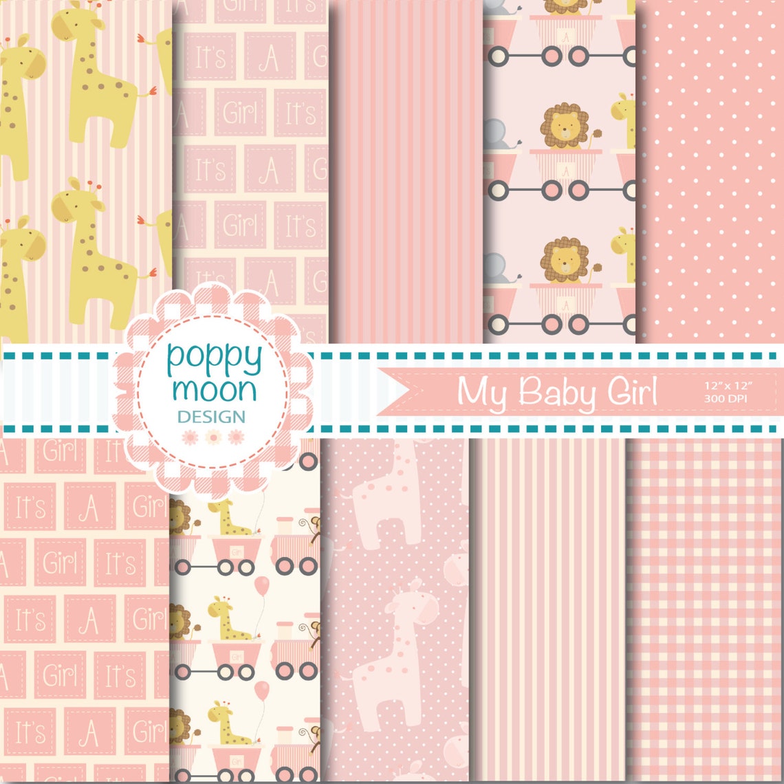 New Baby Girlpinksprintable Digital Paper Pack - Etsy