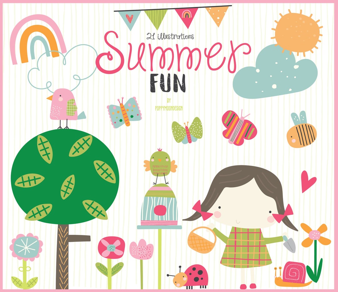 Summer Fun, Garden, Digital Printable Clipart - Etsy