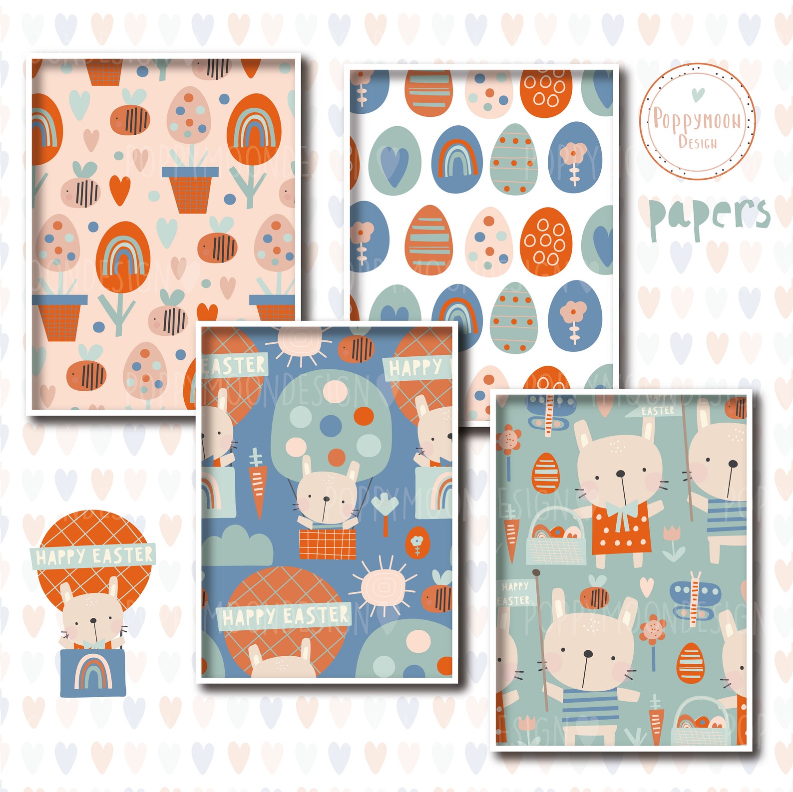 Easter Bunny, Spring Patterns, Printable Digital Paper Pack - Etsy