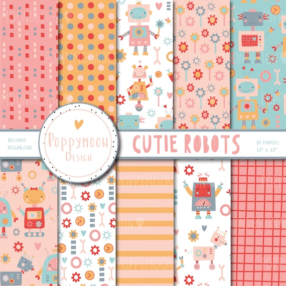 Cutie Robot Digital Paper Pack - Etsy