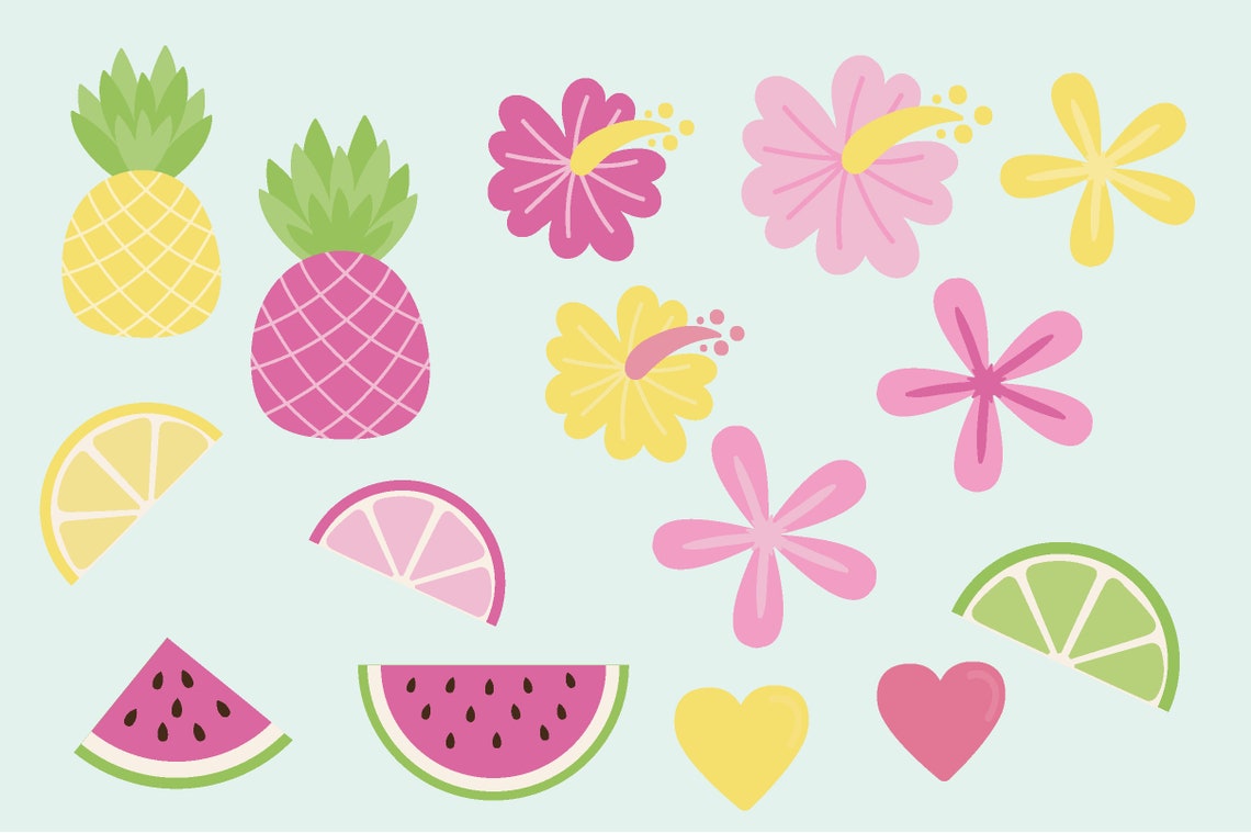 Tropical Set Digital Printable Clipart - Etsy