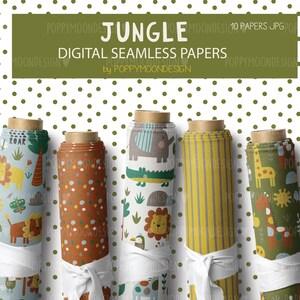 Jungle Animals Printable Seamless Digital Paper Pack - Etsy