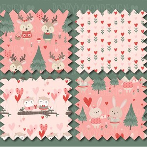 Wild Love, Woodland Animals Digital Paper Set - Valentine Couples Theme ...
