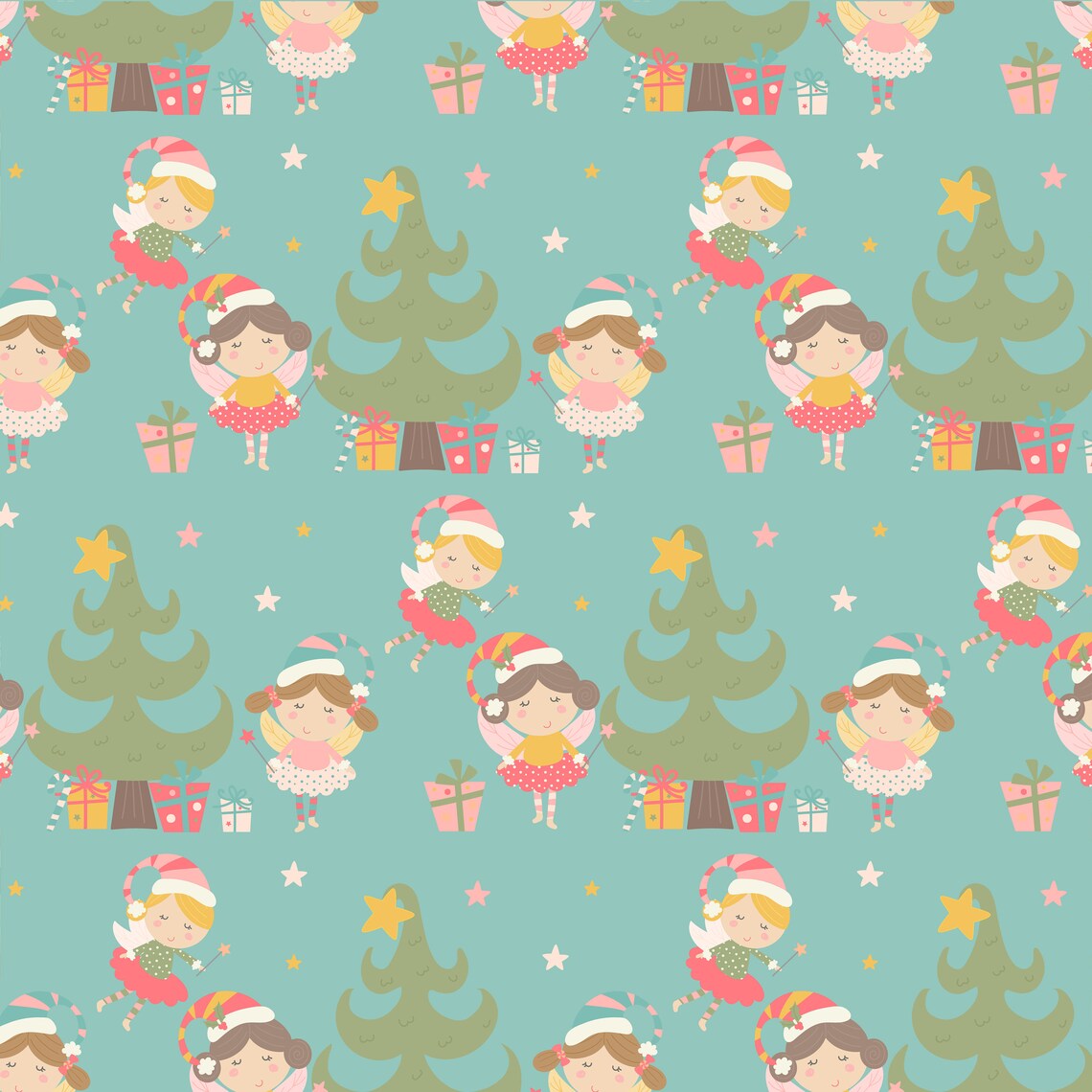 Christmas Unicorns and Fairies, Printable Digital Paper Pack - Etsy