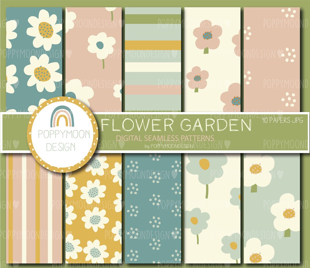 Flower Garden, Vintage Floral, Printable Seamless Digital Paper Pack - Etsy