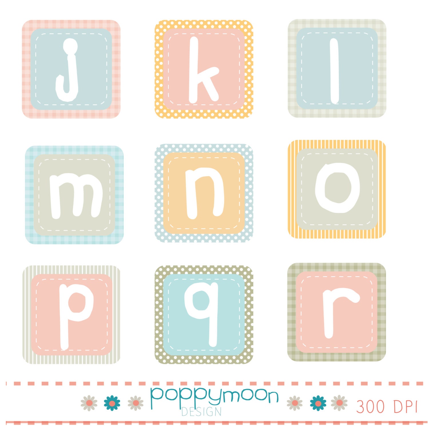Alphabet Blocks Pastel Pink Blue Green and Blue Printable Digital ...