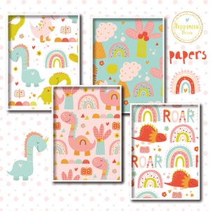 Sweet Dino, Dinosaurs, Printable Digital Paper Pack - Etsy