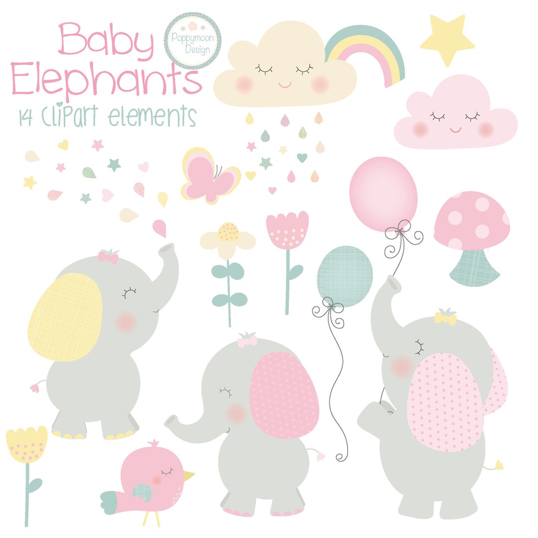 Baby Elephants , Digital Clip Art Set - Etsy