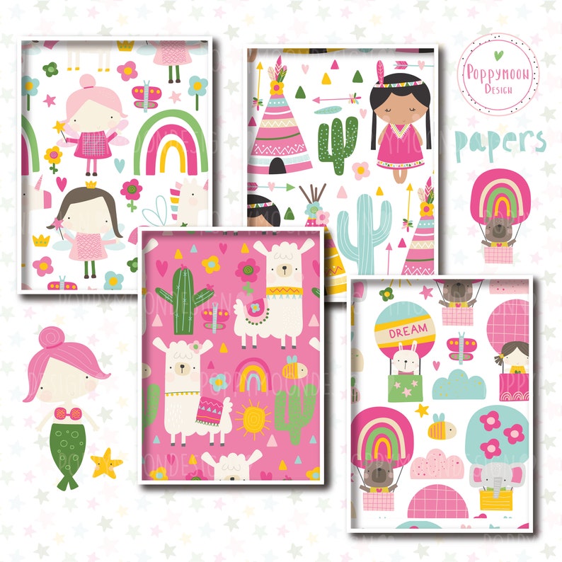 Girly Girls Pink Pattern Printable Digital Paper Pack - Etsy