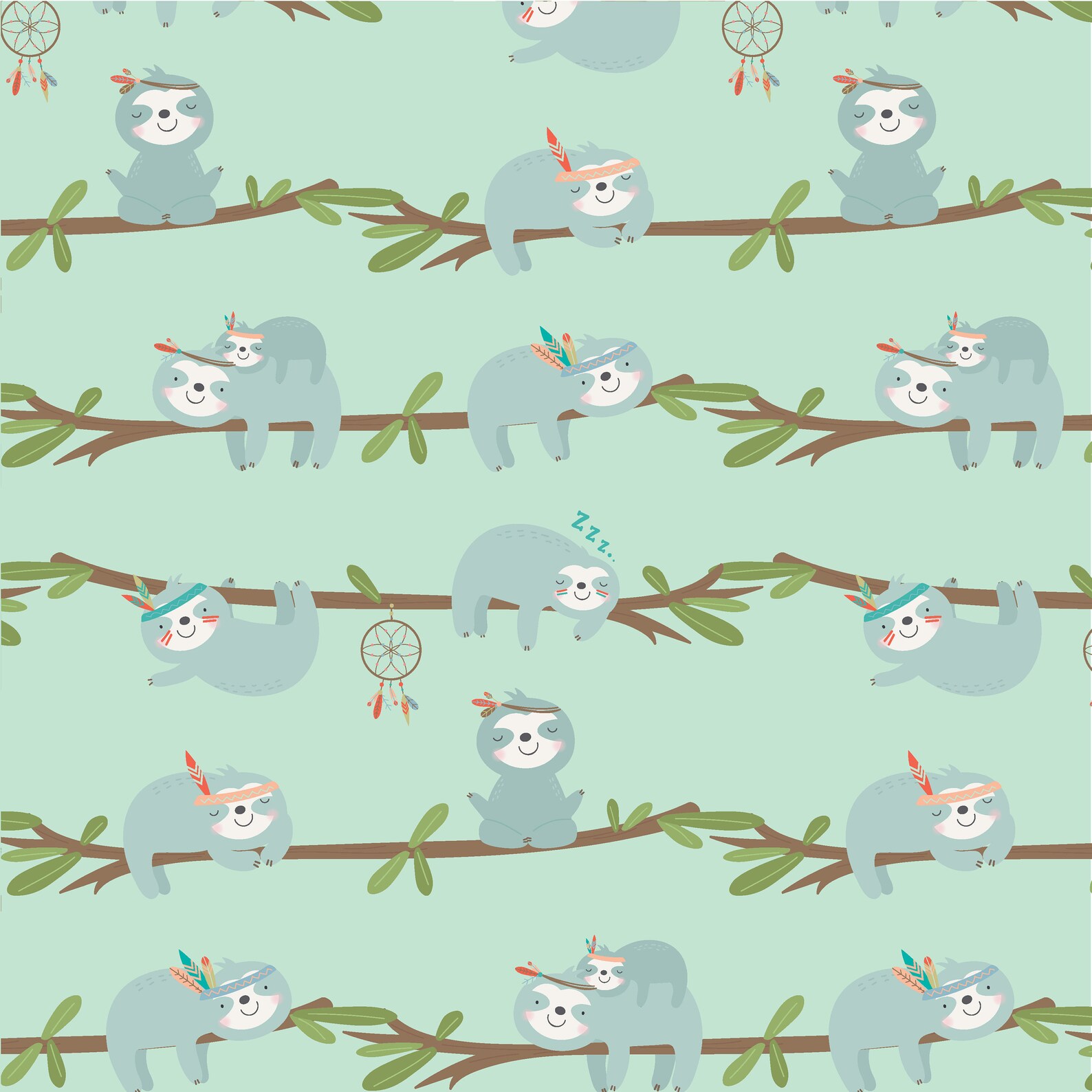 Sloth Tribe Patterns Printable Digital Paper Pack - Etsy UK