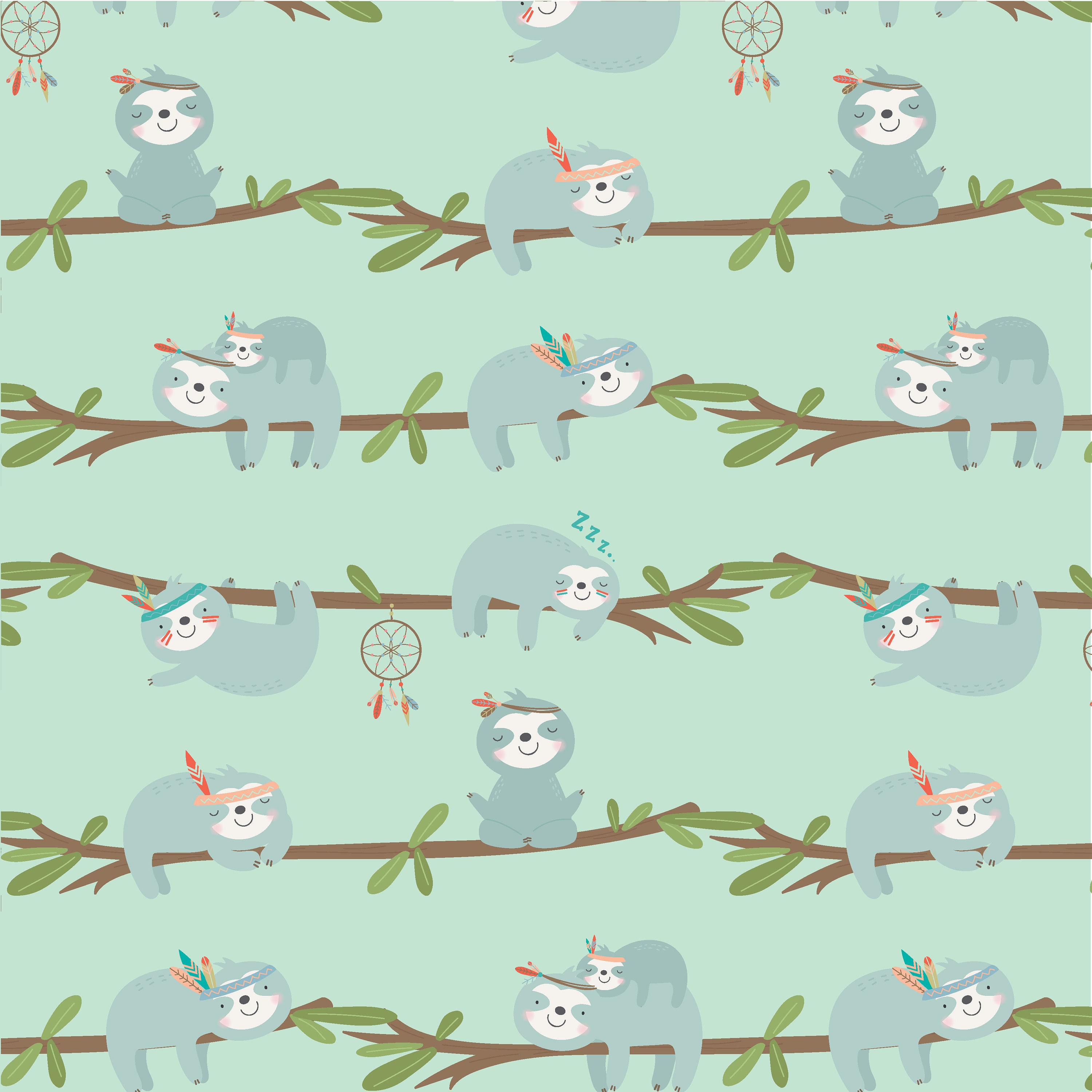 Sloth Tribe Patterns Printable Digital Paper Pack - Etsy UK