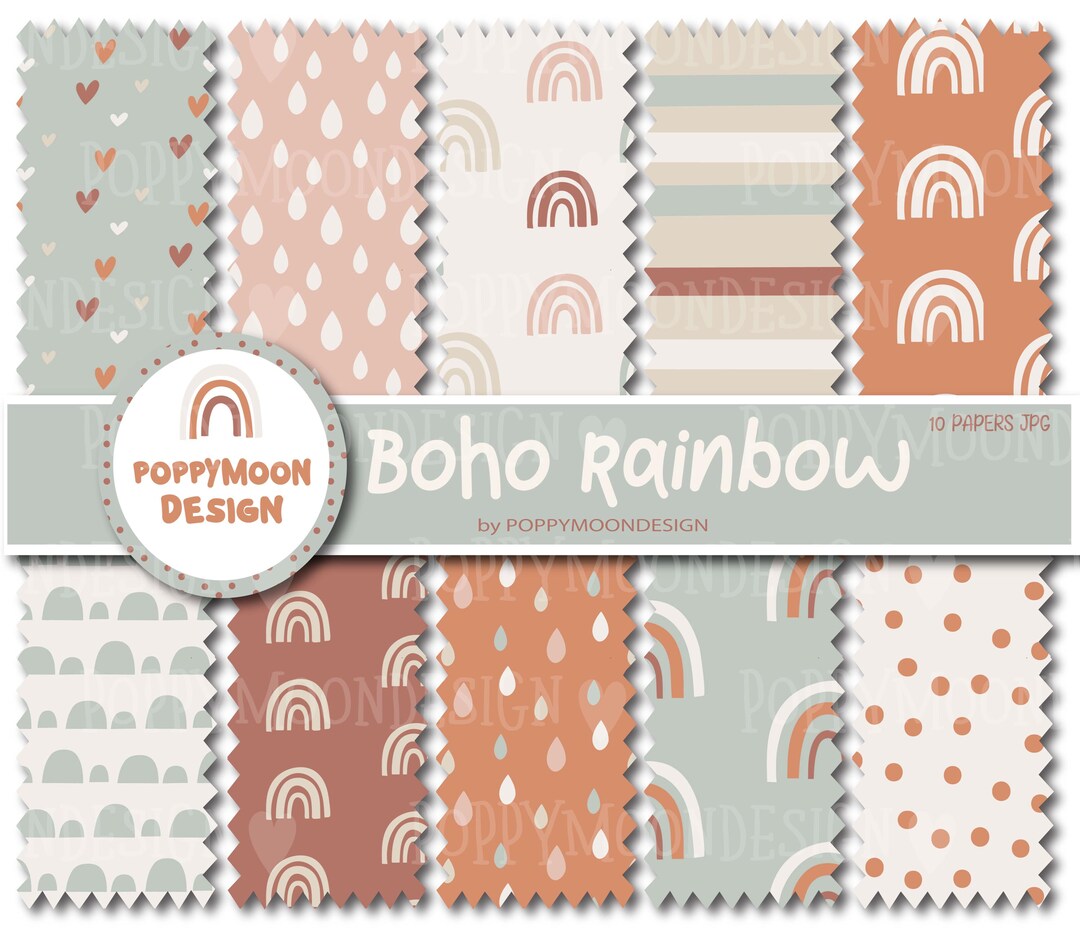 Boho Rainbow, Boho Baby Digital Patterns Bundle - Rainbows, Raindrops ...