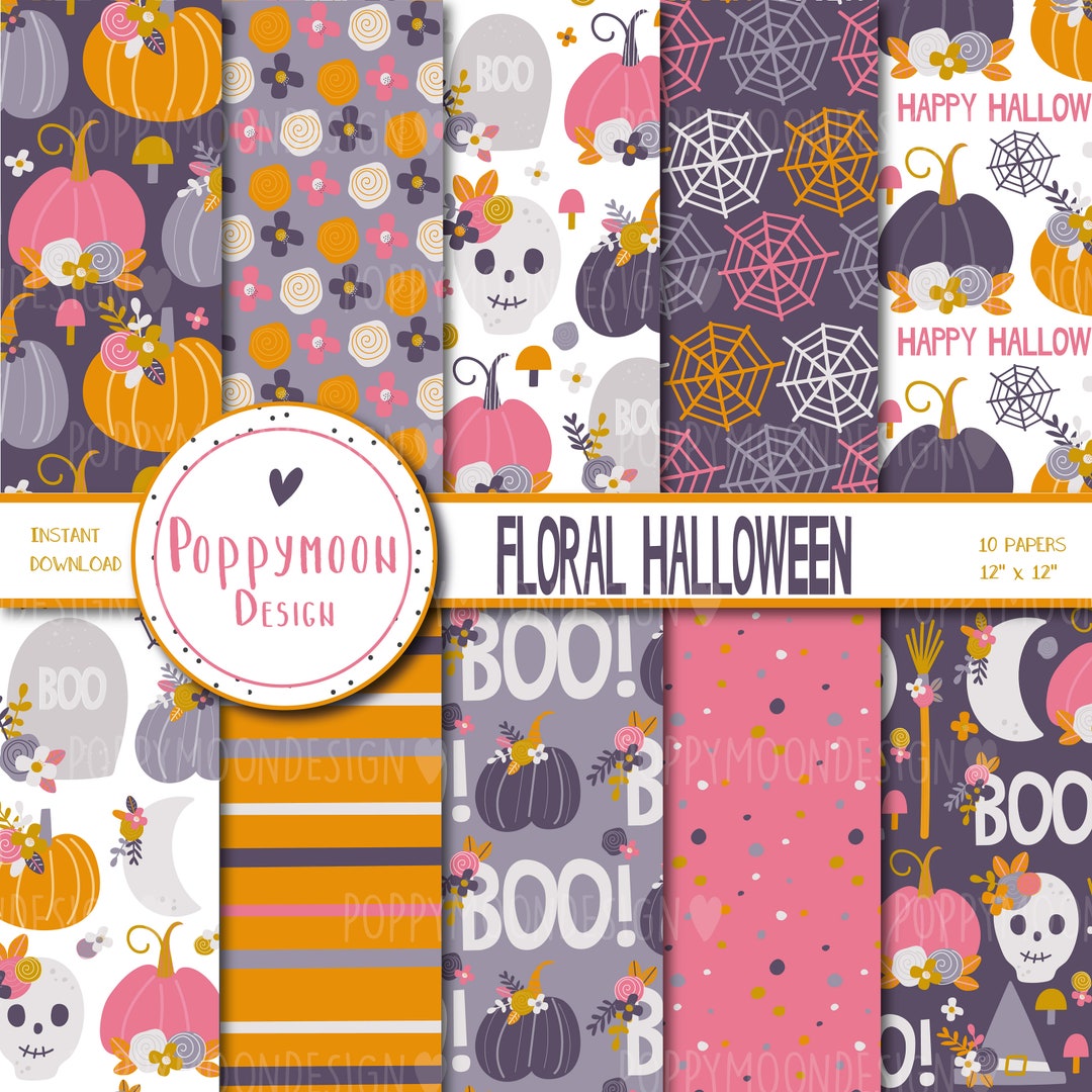 Floral Halloween, Spooky, Holiday, Printable Digital Paper Pack - Etsy