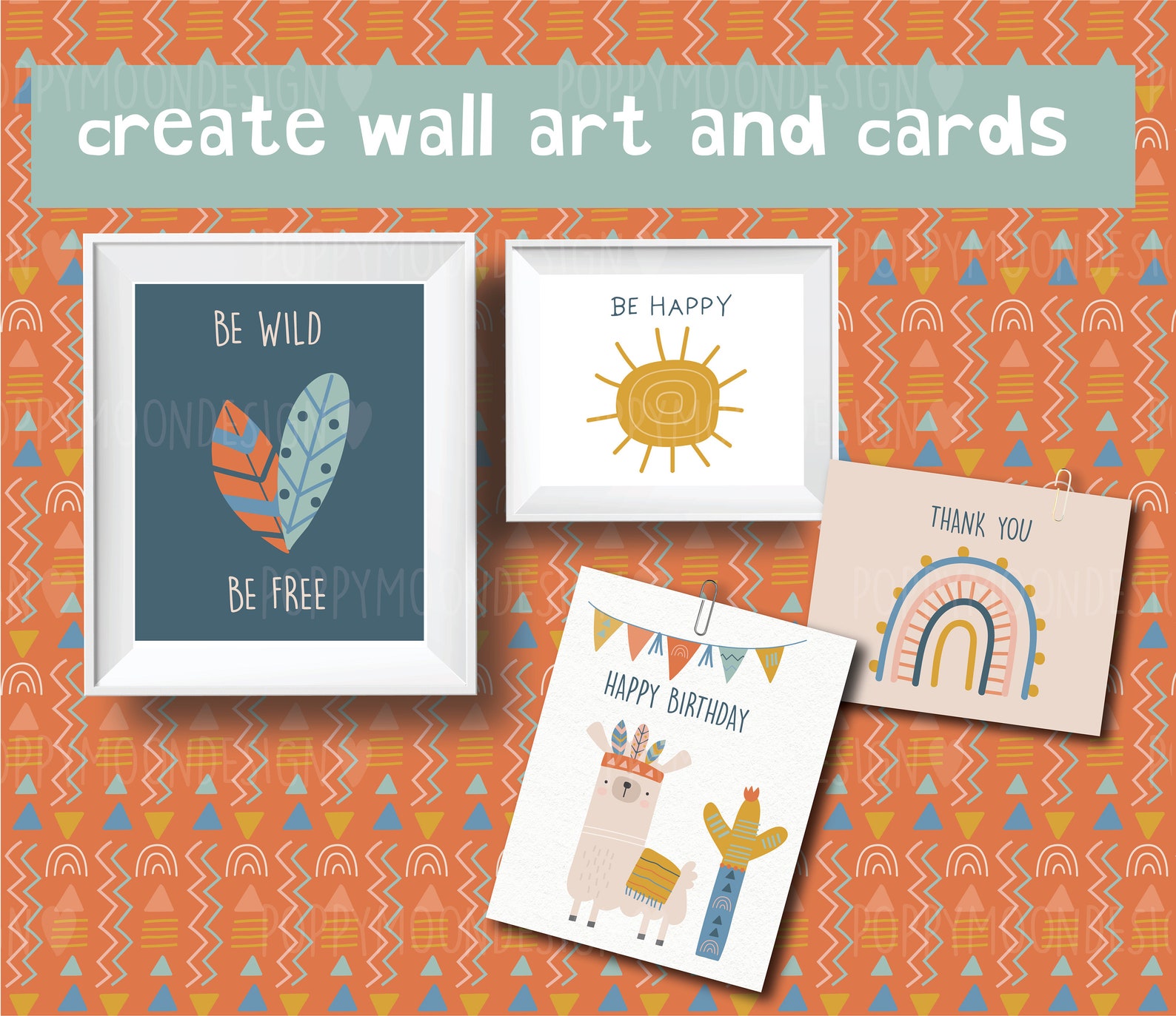 Boho Llamas, Bohemian, Digital Clip Art Set - Etsy UK