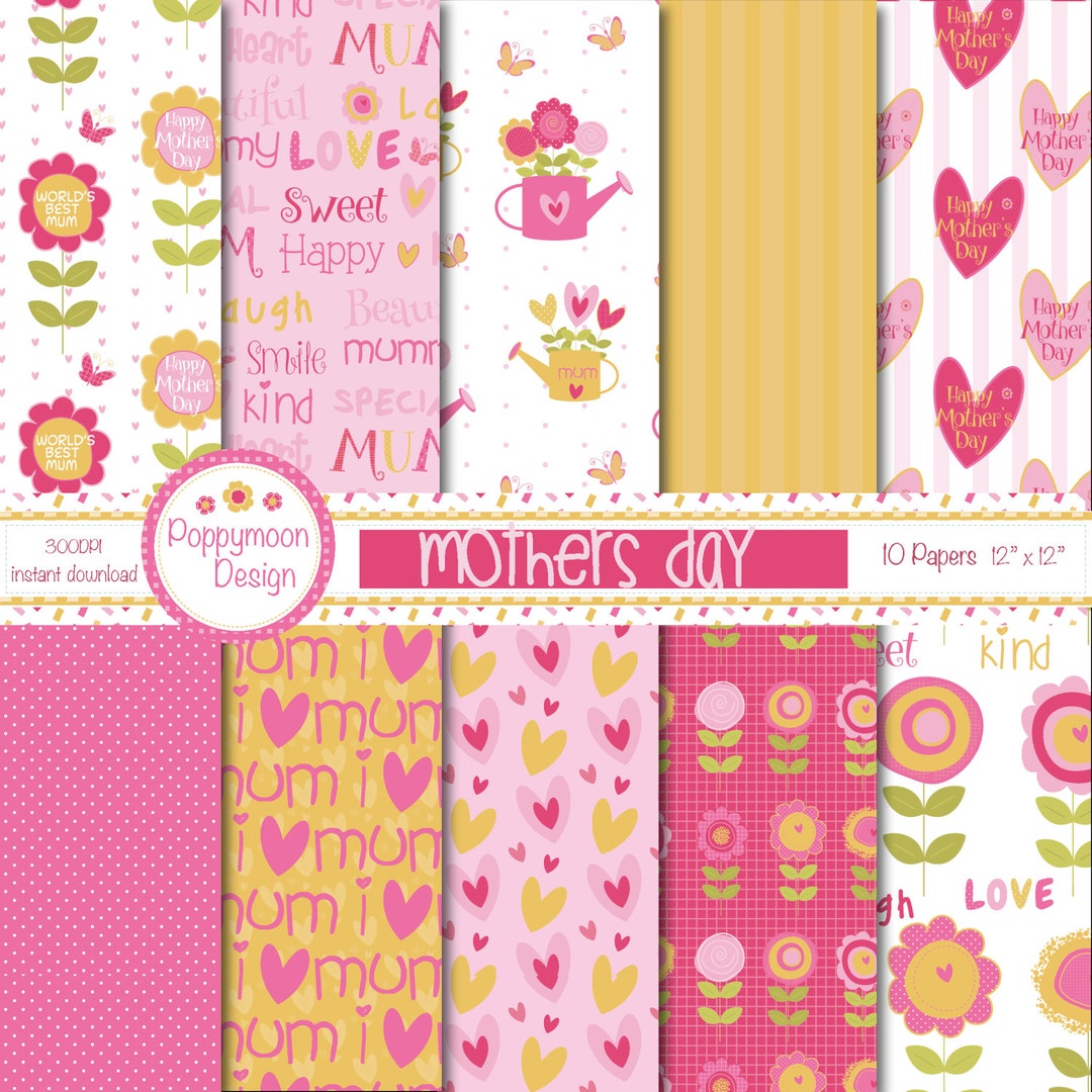 Mothers Day, Pink Flowers, Special Mum, Digital Paper Pack - Etsy