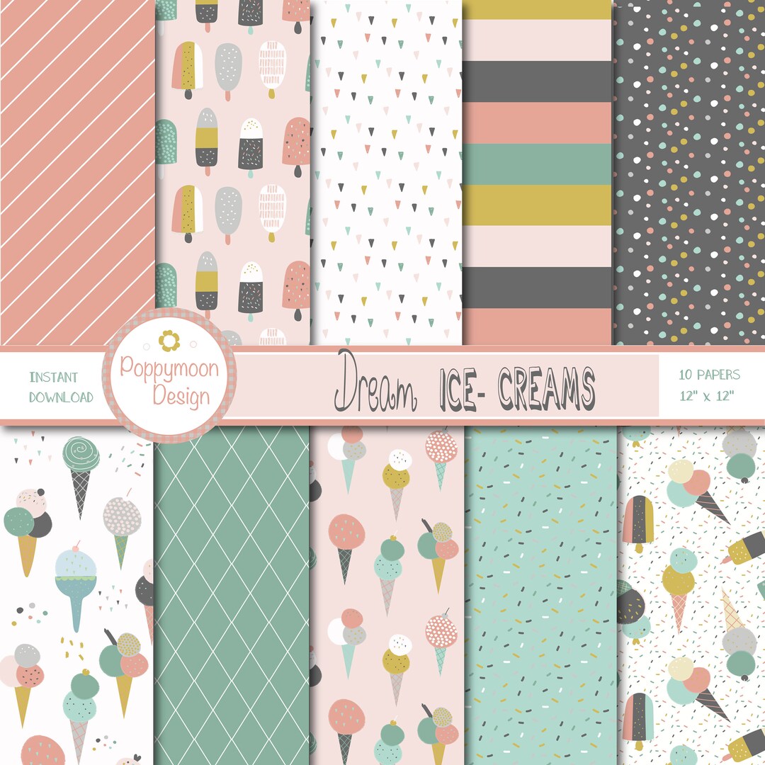 Dream ICE - Creams,scrapbook, Digital Paper Pack - Etsy