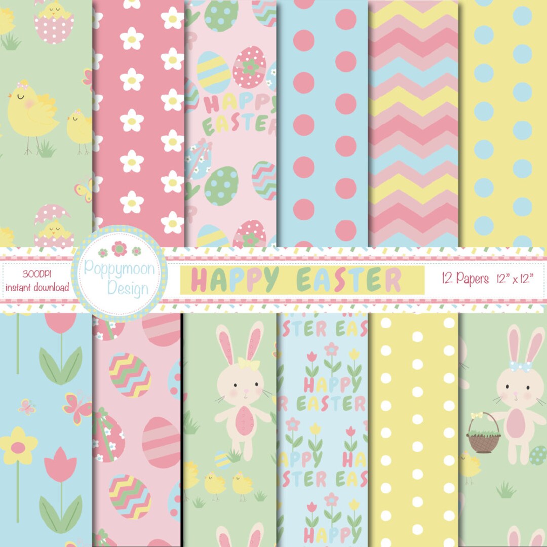 Happy Easter Printable Digital Paper Pack - Etsy