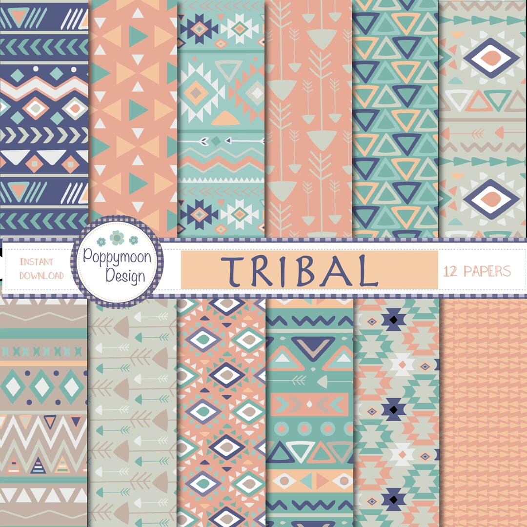 Tribal, Pastel, Aztec Patterns, Digital Paper Pack - Etsy