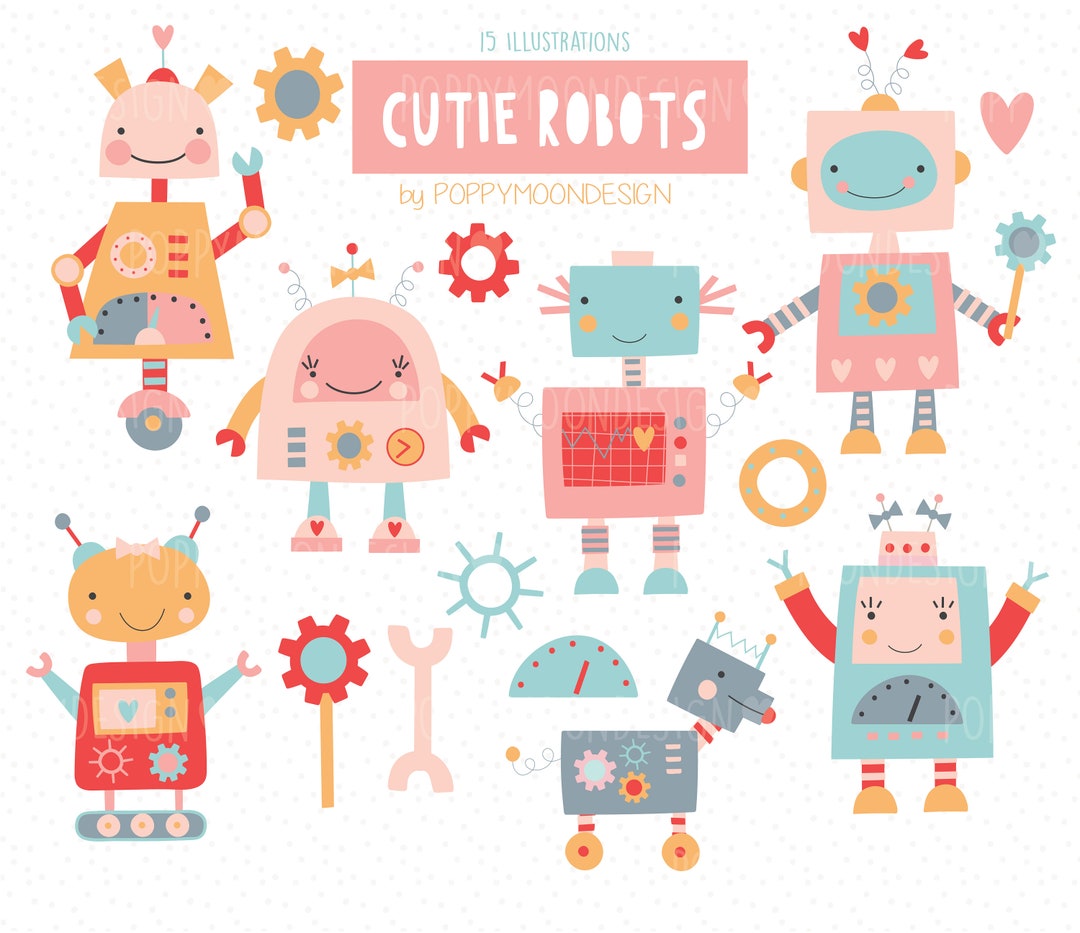 Cutie Robot Digital Paper Pack - Etsy