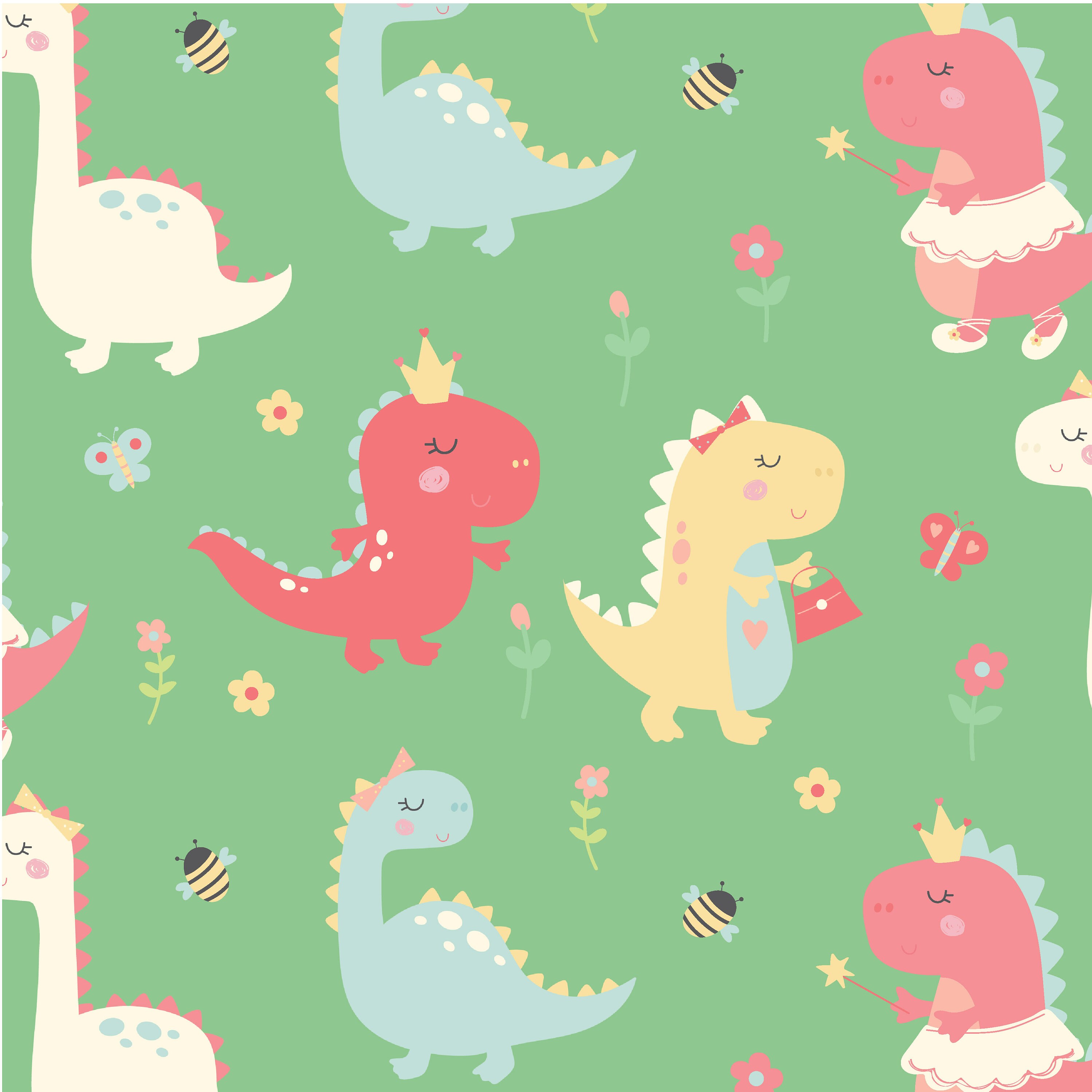 Girl Dinosaur Patterns Printable Digital Paper Pack | Etsy